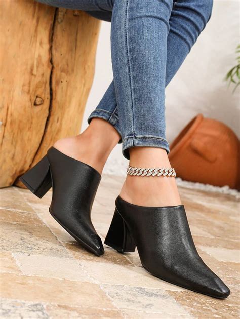 2025 Vintage Französische Spitze Zehen Damen High Heels Mit Dickem