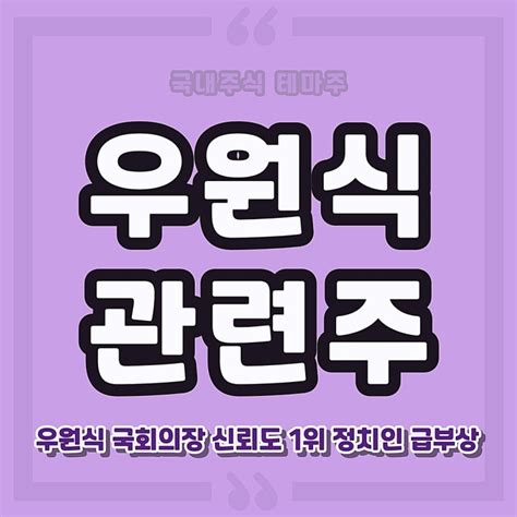 우원식 관련주 주식 대장주 네이버 블로그