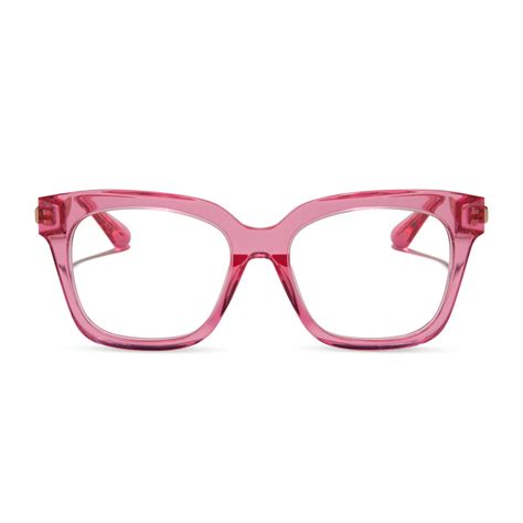 Bella Xs Square Prescription Glasses Candy Pink Crystal Diff Eyewear