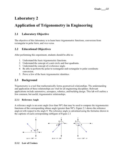 Laboratory 2 Application Of Trigonometry In Engineering Docslib