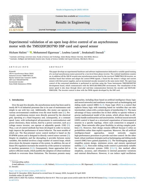 Pdf Experimental Validation Of An Open Loop Drive Control Of An Asynchronous Motor With The