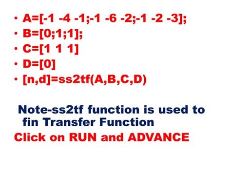 To Find Transfer Function From State Space Representation Ppt