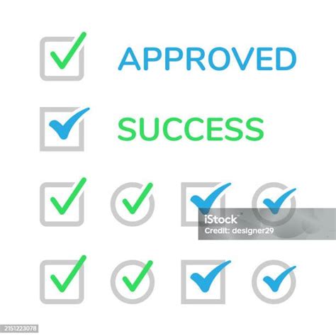 Approved And Checkbox Icon Set Vector Design Stock Illustration