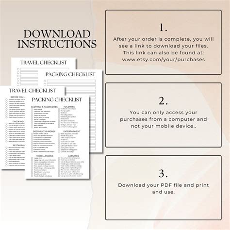 Fillable Travel Checklist Packing List Travel Essentials Travel