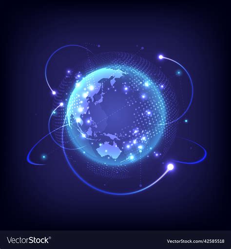 Global Network Connection World Map Abstract Vector Image