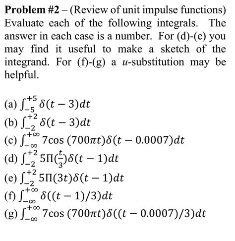 Solved Problem 2 Review Of Unit Impulse Functions