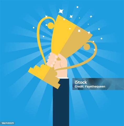 우승자의 트로피 상을 들고 있는 손 우승자가 트로피를 들고 있습니다 1위에 대한 스톡 벡터 아트 및 기타 이미지 1위 Championship 강단 Istock
