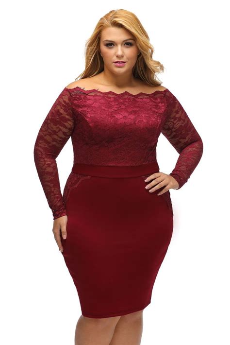 Wine Off Shoulder Plus Lace Dress Off Shoulder Lace Dress Plus Size