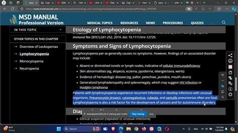 Hematology Lymphocytopenia Youtube