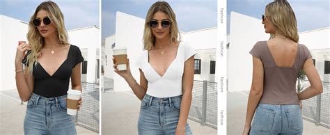 Trendy Queen Womens Sexy Deep V Neck Backless Tops Short Sleeve Slim