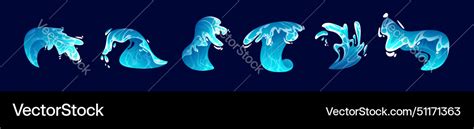 Set Of Water Wave Splashes Royalty Free Vector Image