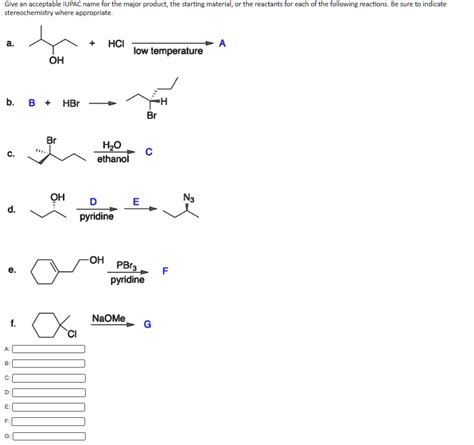 solved give an acceptable iupac name for the major product the