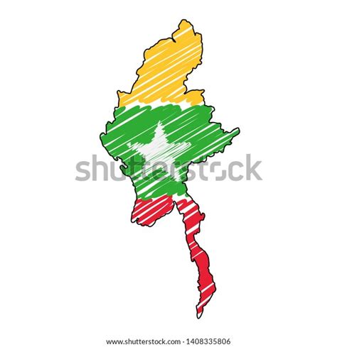 Myanmar Map Hand Drawn Sketch Vector Vector De Stock Libre De