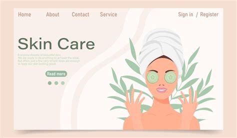 Premium Vector Skin Care Concept Landing Page Template A Woman Does