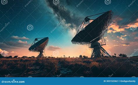 Two Massive Radio Telescopes On Earth Scanning Expanse At High Tech