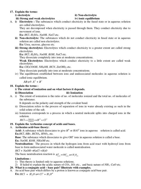 Ionic Equilibrium 4 Marks Pdf Acid Ph