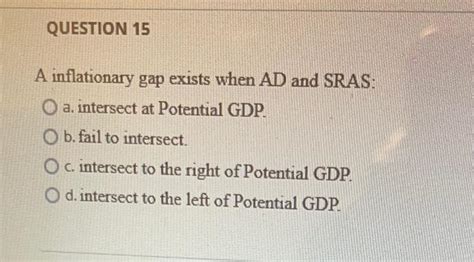 Solved A Inflationary Gap Exists When Ad And Sras A