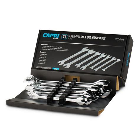 Capri Tools Metric Super Thin Open End Wrench Set 7 Piece 11850 7mrk