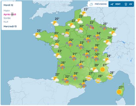 Météo Orages Et Averses Sur Presque Toute La France Températures En