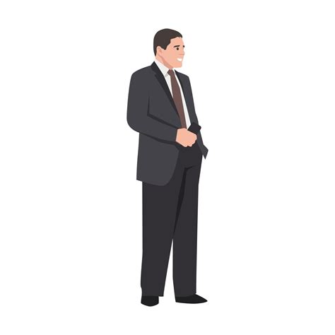 Standing Businessman Character Flat Vector Illustration Isolated On