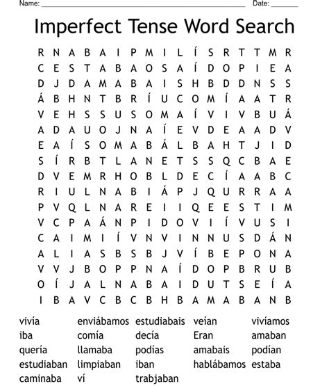 Imperfect Tense Word Search Wordmint