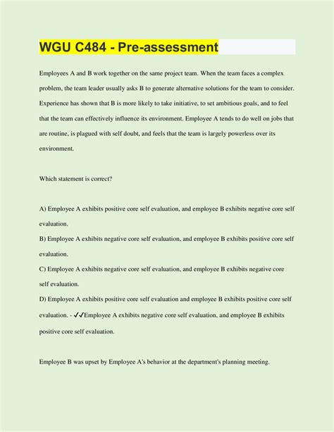Wgu C484 Pre Assessment Questions With 100 Correct Answers Verified Latest Update
