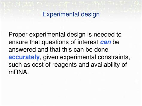 Ppt Statistical Issues In The Design Of Microarray Experiment