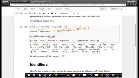 python programming tutorial keywords and identifiers youtube