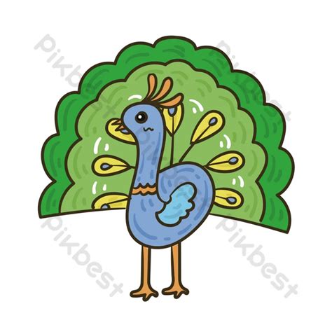 손으로 그린 공작 그림 일러스트 Png Ai 무료 다운로드 Pikbest