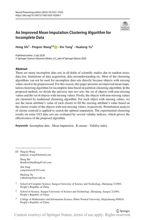 An Improved Mean Imputation Clustering Algorithm For Incomplete Data