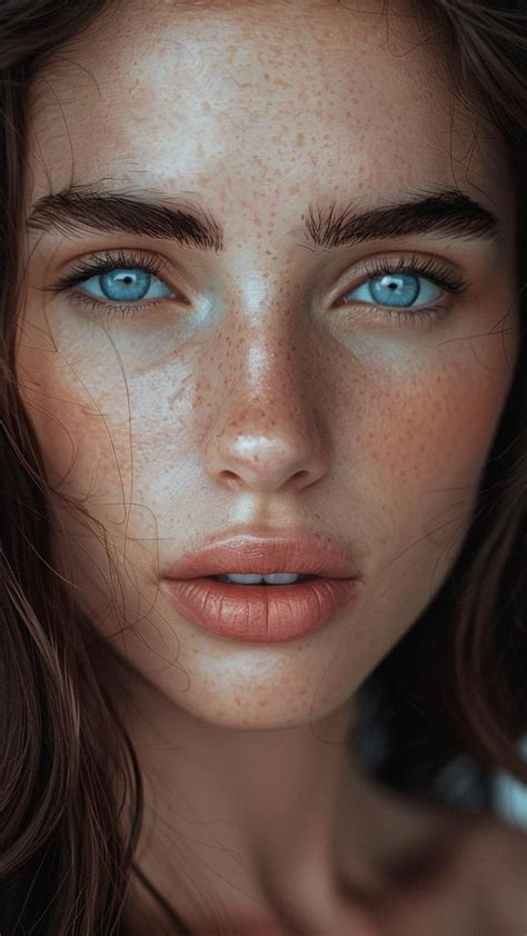 Портрет Instagram модели крупным планом с поразительными голубыми