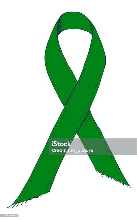 녹색 리본 기호입니다 스케치 스타일 아이콘을 표시 합니다 기호 서명 스톡 벡터 일러스트입니다 투명도 고립 된 흰색 공휴일에 대한 스톡 벡터 아트 및 기타 이미지 Istock