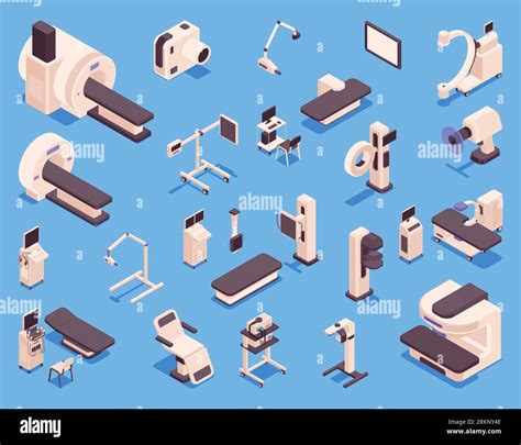 Medical Equipment Color Set With Examination Symbols Isometric Isolated