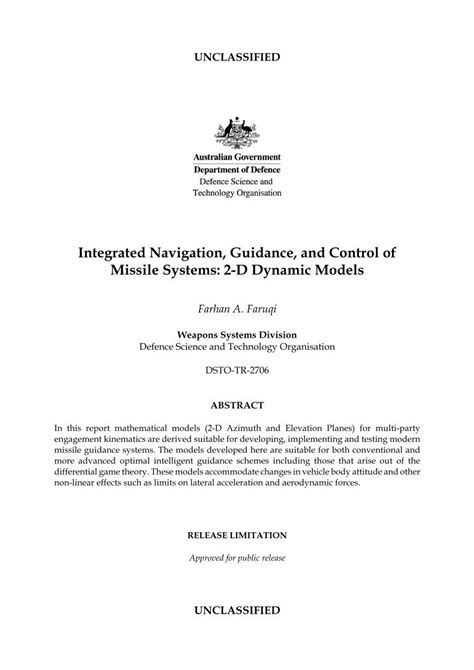 Pdf Integrated Navigation Guidance And Control Of Missile Systems