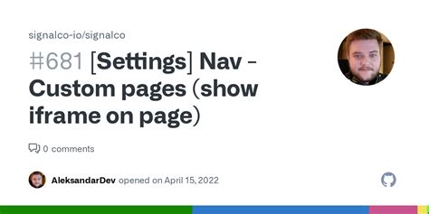 Settings Nav Custom Pages Show Iframe On Page · Issue 681