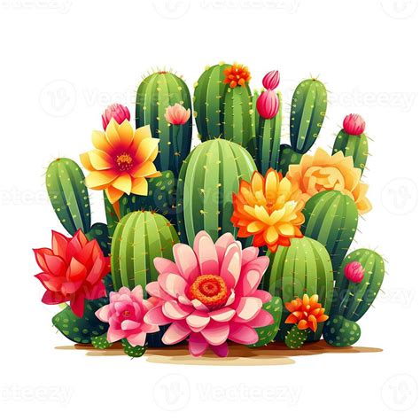 A Sticker Colorful Cactus Flower Vector Illustration Background