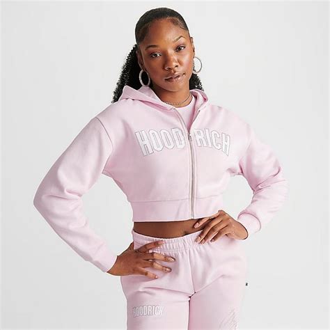 Womens Hoodrich Glide Bling Cropped Full Zip Hoodie Finish Line