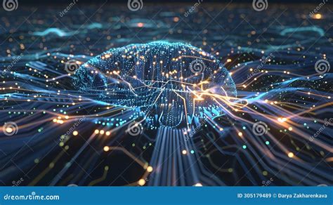 Abstract Background With Lights 3d Rendered Neuron Network With Electrical Brain Impulses