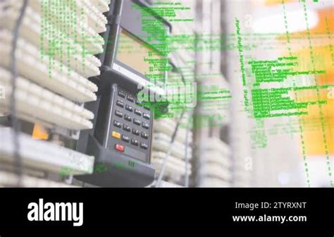 digitally generated animation of program codes moving in the screen