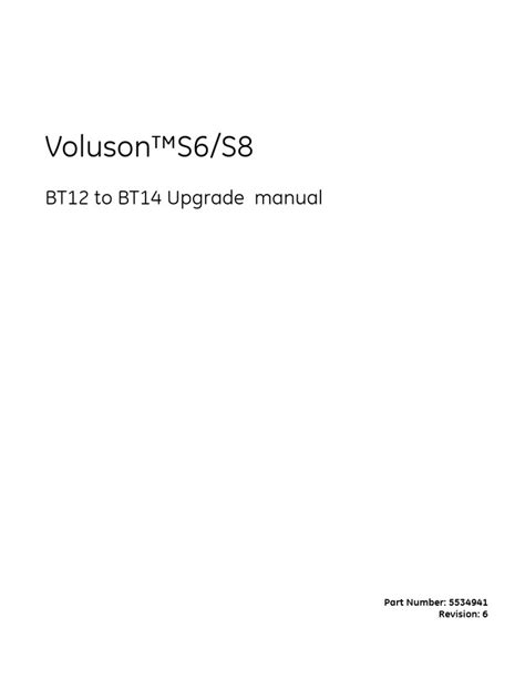 Voluson S6s8 Bt12 To Bt14 Upgrade Manua1 Pdf Business Technology