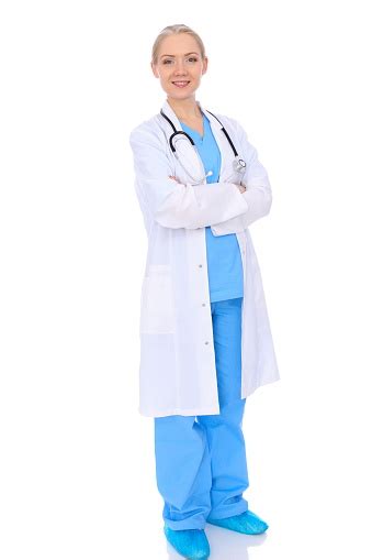 의사 여자 또는 간호사 흰색 배경 위에 고립 쾌활한 미소 진료 직원 대표 의학 개념 Stem 주제에 대한 스톡 사진 및 기타 이미지 Stem 주제 가리키기 간호사