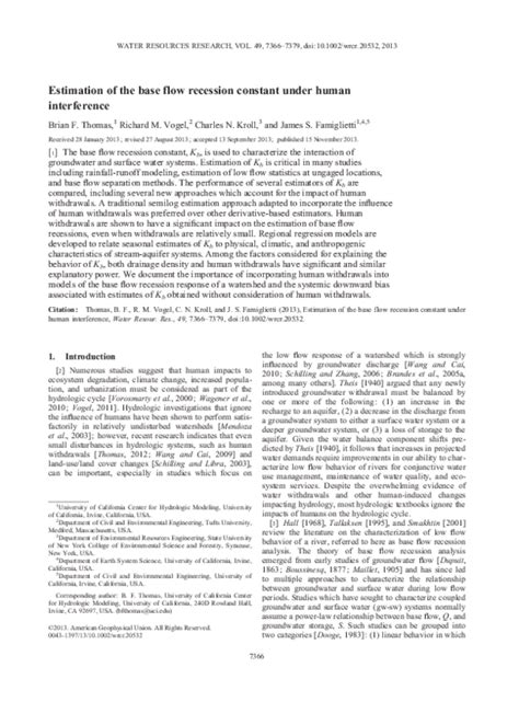 Pdf Streamflow Recession Analysis Incorporating Human Water Use