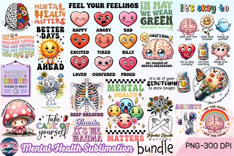 Mental Health Sublimation Bundle Graphic By Cherry Blossom Creative