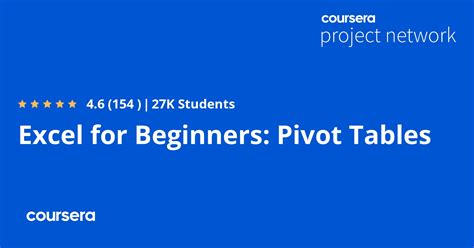 excel for beginners pivot tables short course coursera
