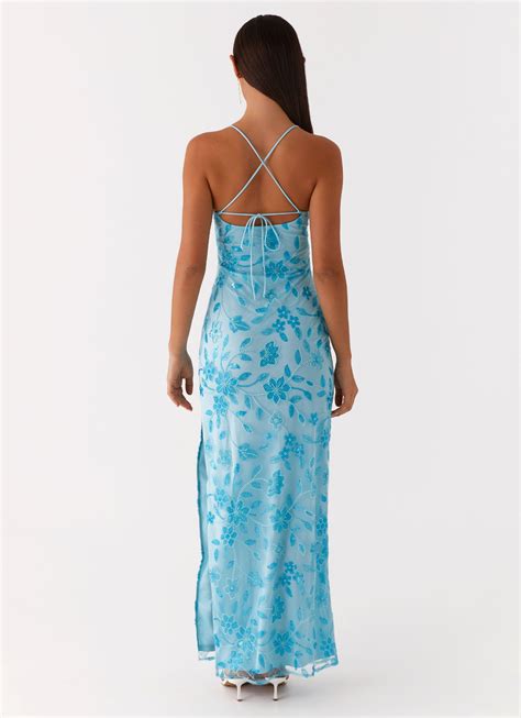 Bright Lights Beaded Maxi Dress Blue Peppermayo Us
