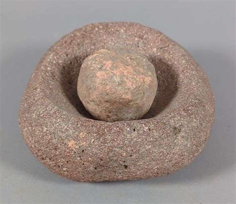 Native American Mortar And Pestel Roughly 475 Diameter 2 Tall