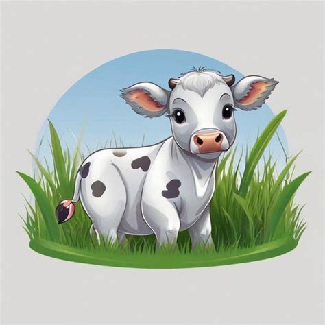 Premium Photo A Cow In A Field With A Picture Of A Cow In The Grass