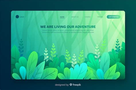 평평한 자연 방문 페이지 템플릿 무료 벡터