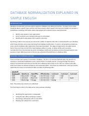 Database Normalization Explained In Simple English Pdf DATABASE