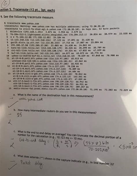 Solved Section 5 Traceroute 12 Pt 3pt Each 9 See The